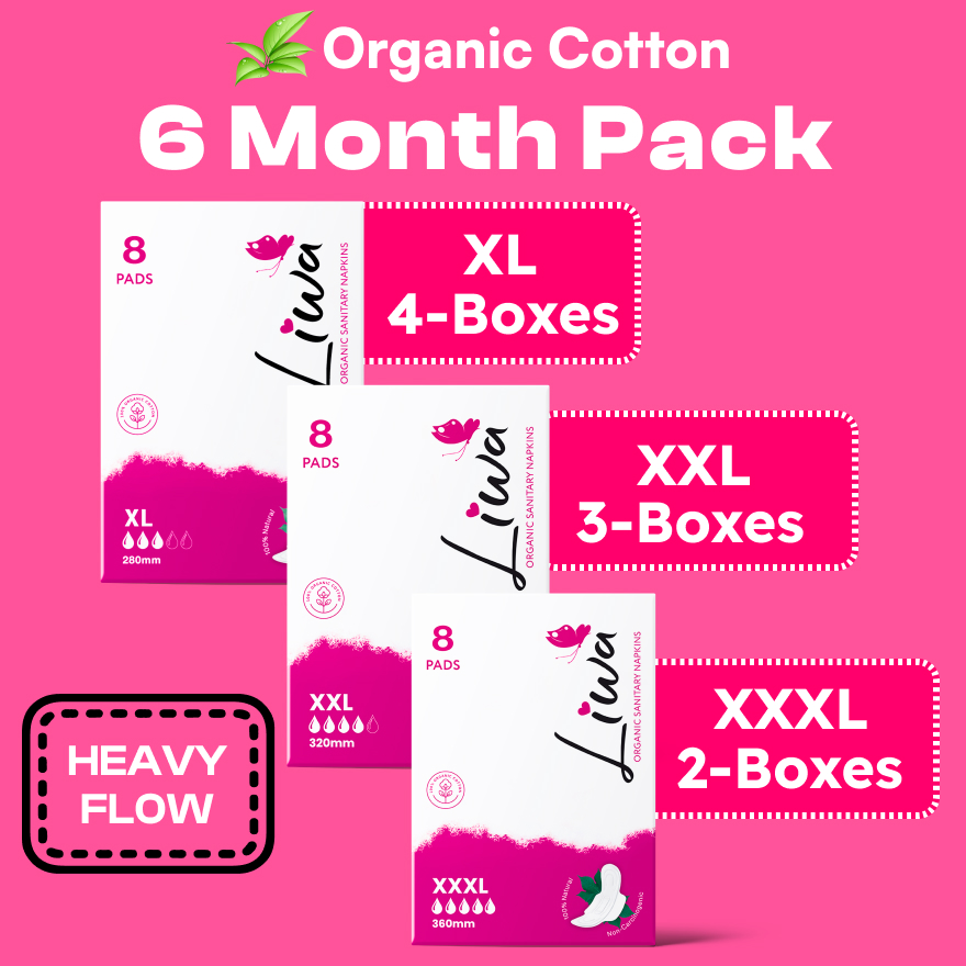 Liwa Organic Heavy Flow Pads - 6 Month subscription pack